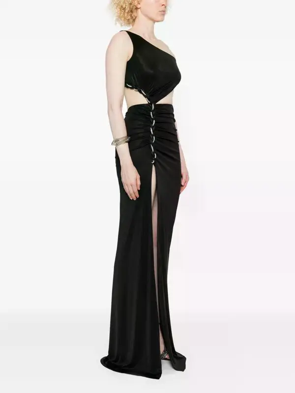 NISSA One-shoulder Ruched Maxi Dress With Cut-out Detail - Black