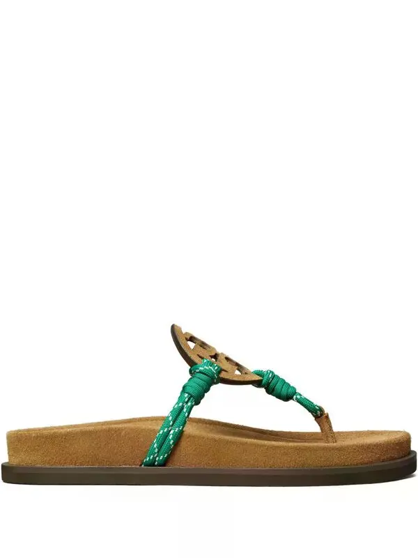 Tory Burch Miller Cloud Thong Flat Sandals With Knotted Rope Detailing