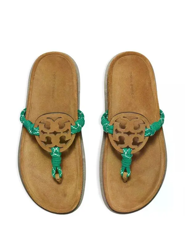 Tory Burch Miller Cloud Thong Flat Sandals With Knotted Rope Detailing
