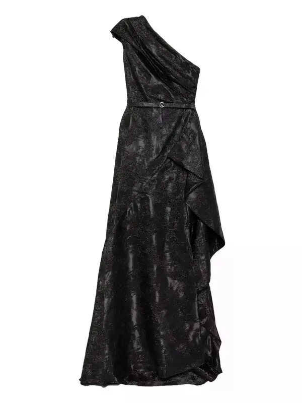 SAIID KOBEISY One-shoulder Brocade Dress - Black