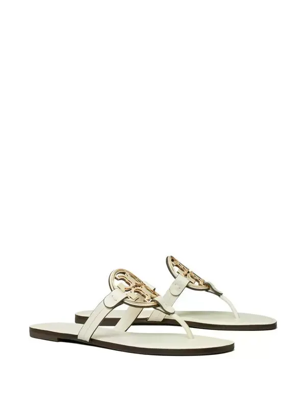 Tory Burch Miller Metal Logo Thong Sandals - Neutrals