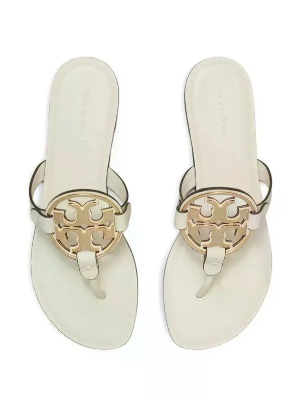 Tory Burch Miller Metal Logo Thong Sandals - Neutrals