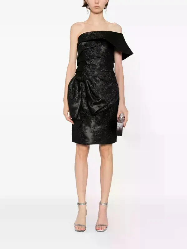 SAIID KOBEISY Brocade Off-shoulder Mini Dress With Bow Detailing