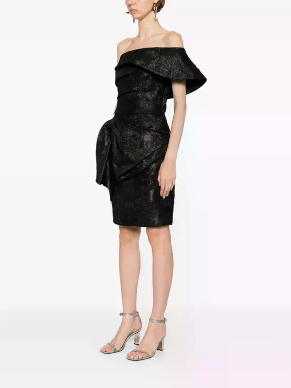 SAIID KOBEISY Brocade Off-shoulder Mini Dress With Bow Detailing