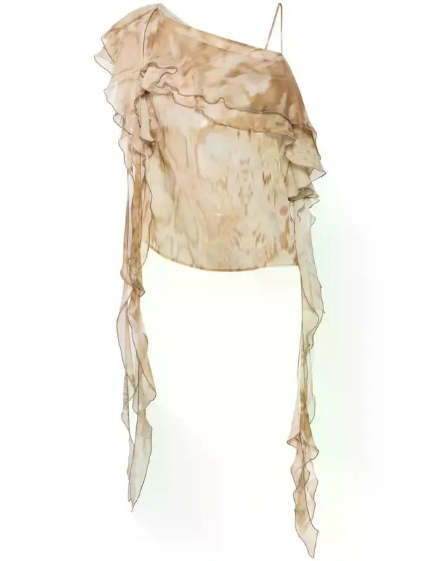 Blumarine Abstract Print Semi-sheer Blouse - Neutrals