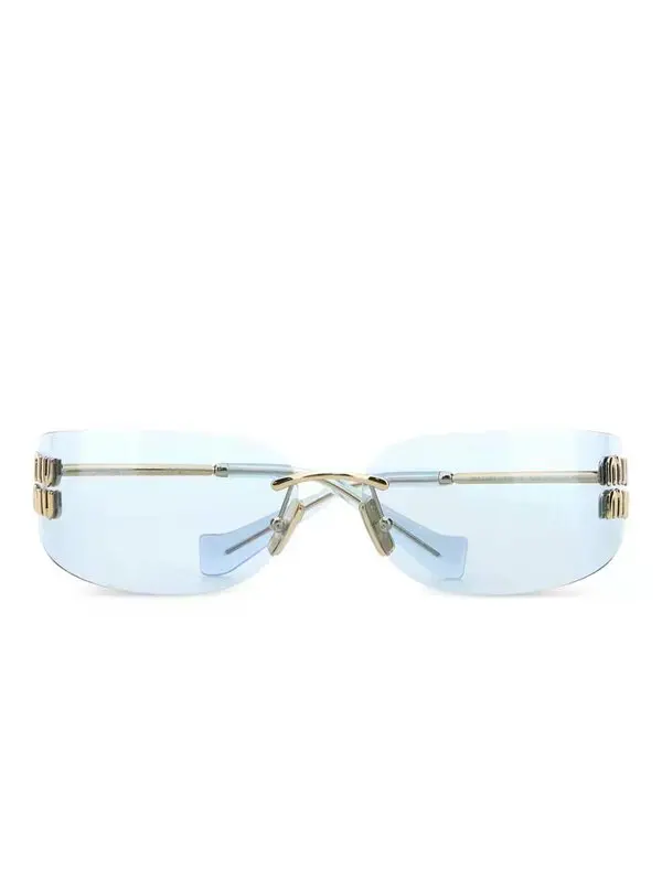 Miu Miu Logo-appliqué Sunglasses - Gold