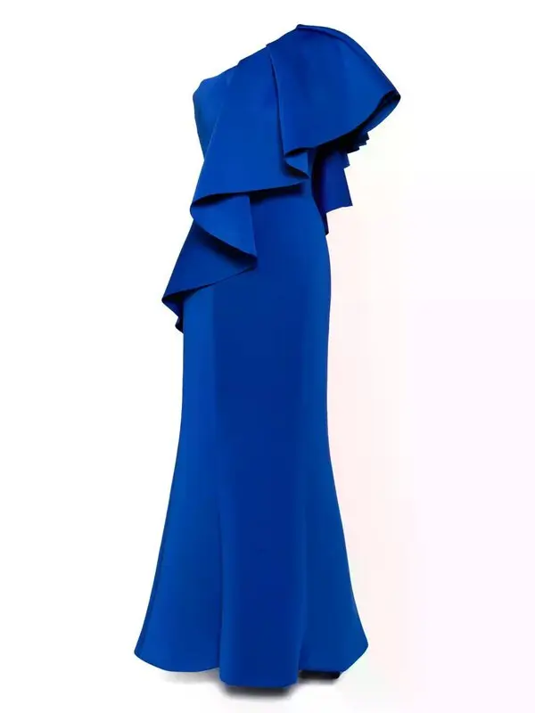 SAIID KOBEISY Ruffled Scuba Gown - Blue