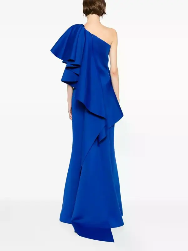 SAIID KOBEISY Ruffled Scuba Gown - Blue