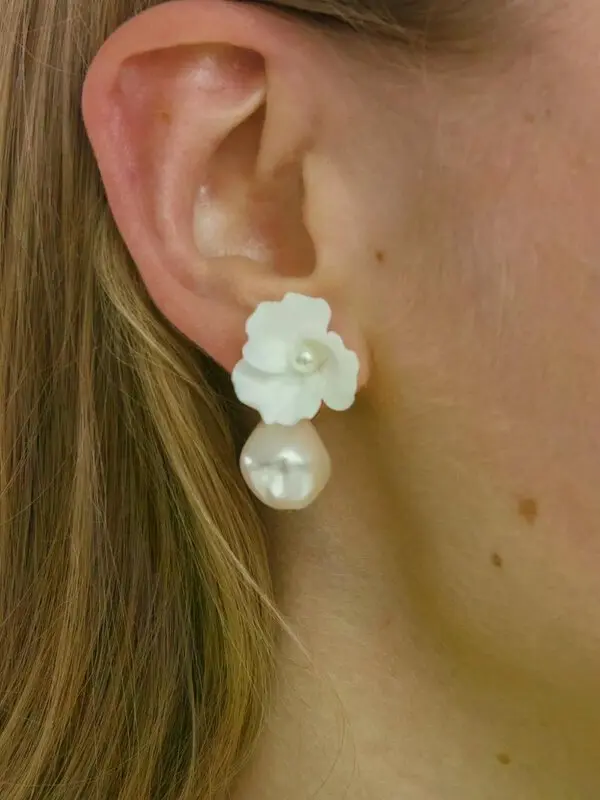JENNIFER BEHR Clarabel Pearl And Floral Drop Earrings - Neutrals