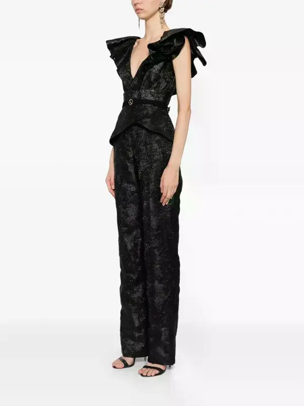 SAIID KOBEISY Brocade Jumpsuit With Ruffled Detailing