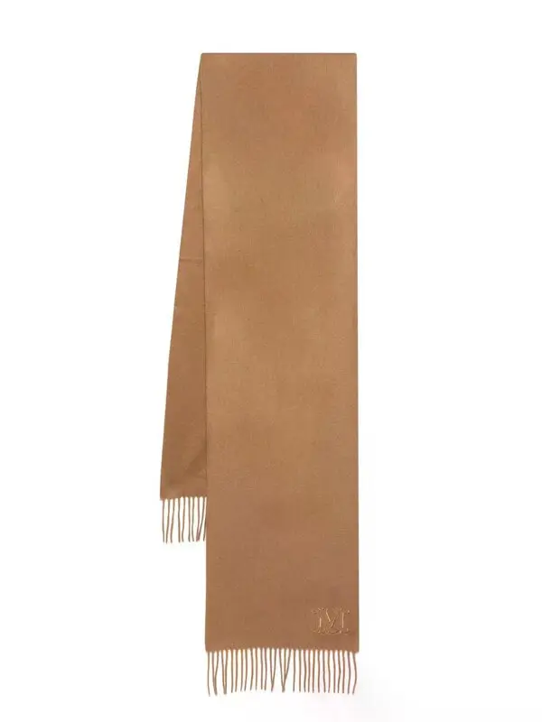 Max Mara Embroidered-logo Cashmere Scarf - Brown