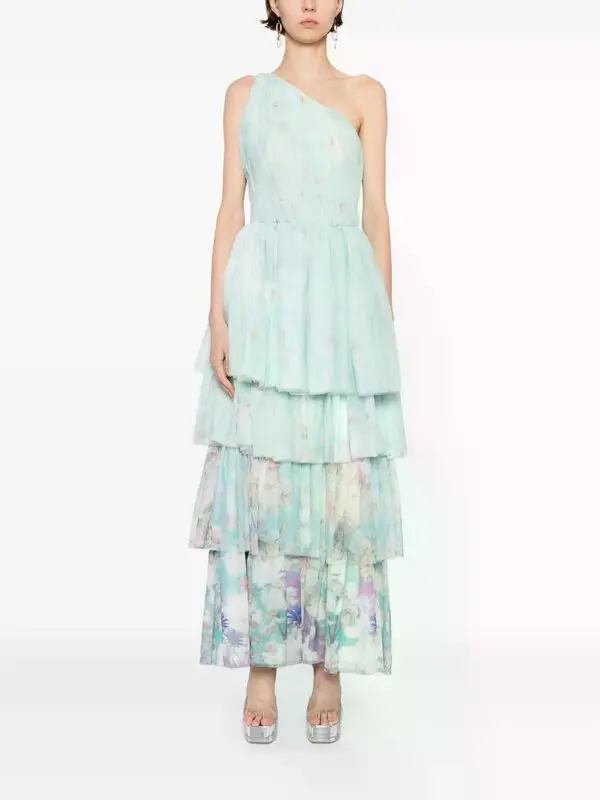 SAIID KOBEISY Floral Print Tiered Maxi Dress - Blue
