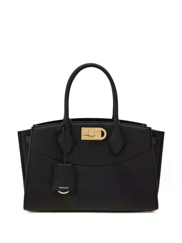 FERRAGAMO Studio Soft Leather Tote Bag - Black