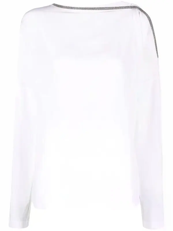 Brunello Cucinelli Silk Cold-shoulder Blouse - White
