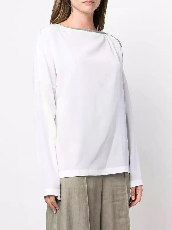 Brunello Cucinelli Silk Cold-shoulder Blouse