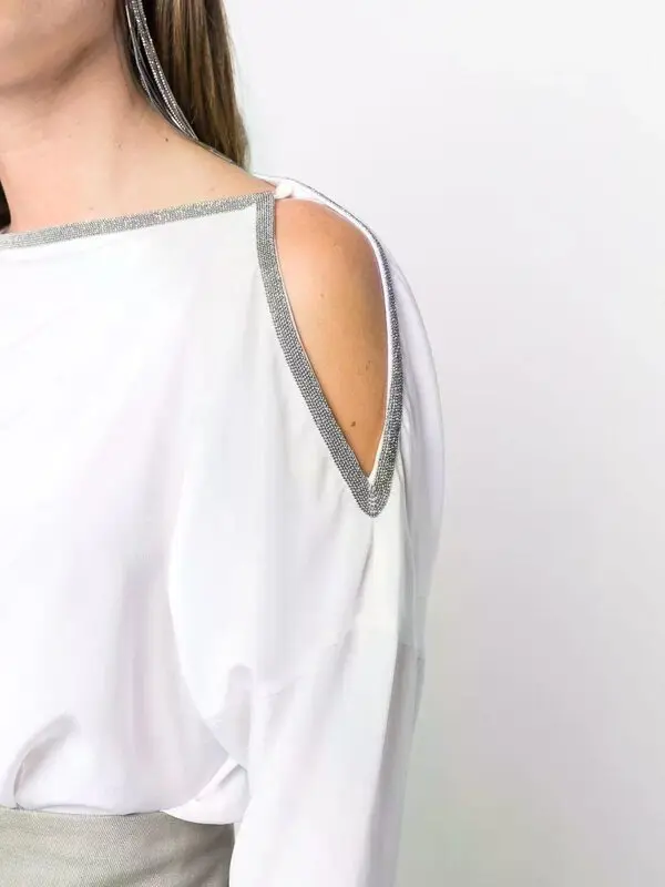 Brunello Cucinelli Silk Cold-shoulder Blouse