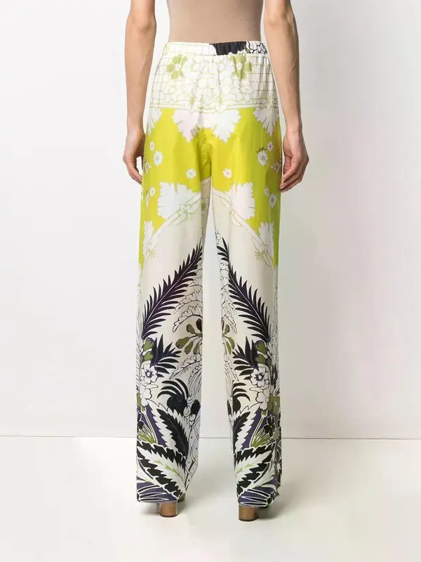 Valentino Garavani Floral Print Wide-leg Trousers - Yellow