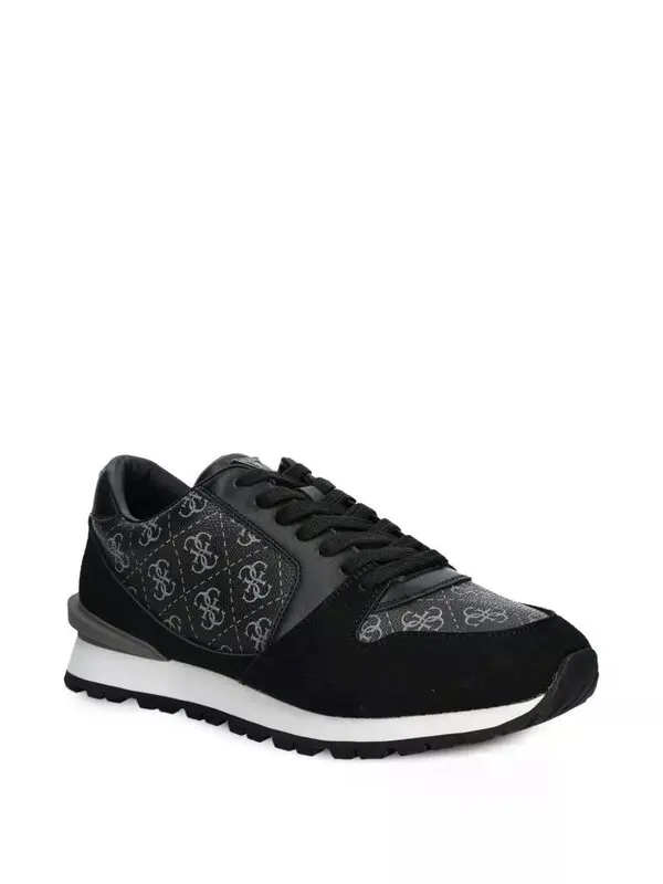 Guess Monogram Print Lace-up Sneakers - Black
