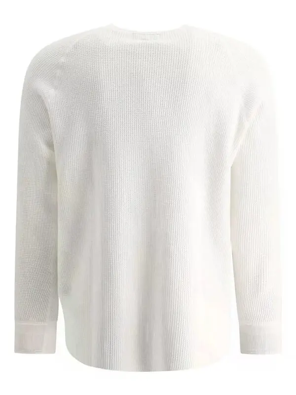 BEAMS Long Sleeve Cotton Waffle Knit Sweater - Neutrals