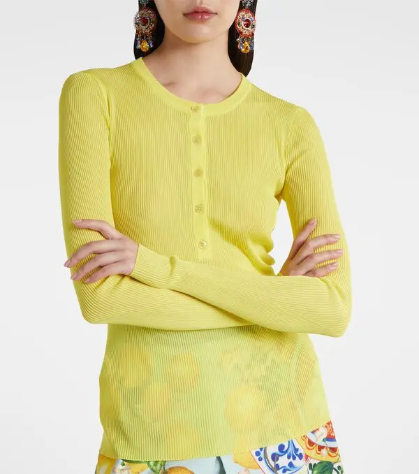 Dolce & Gabbana Ribbed-knit Button-down Sweater