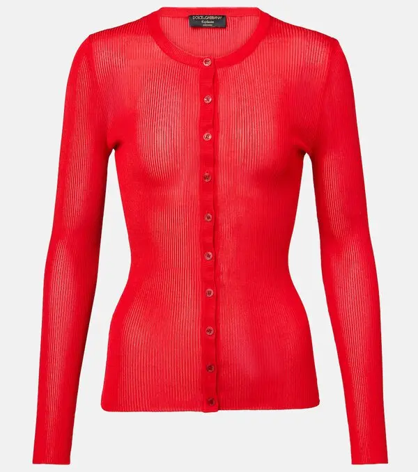 Dolce & Gabbana Ribbed Knit Button-front Cardigan - Red