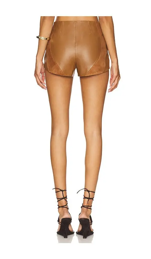 Retrofete Agda Suede Contrast Lace-up Leather Shorts - Brown