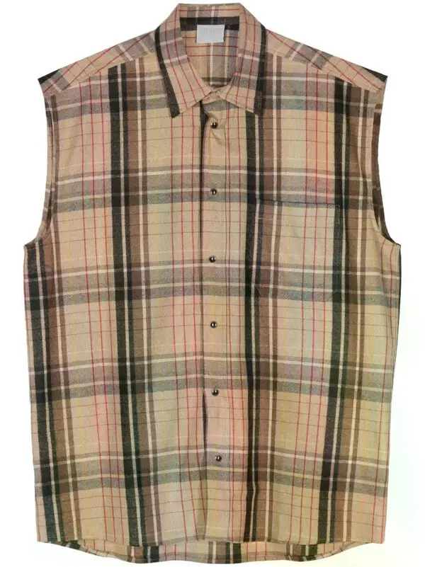 VTMNTS Sleeveless Tartan Check Flannel Shirt