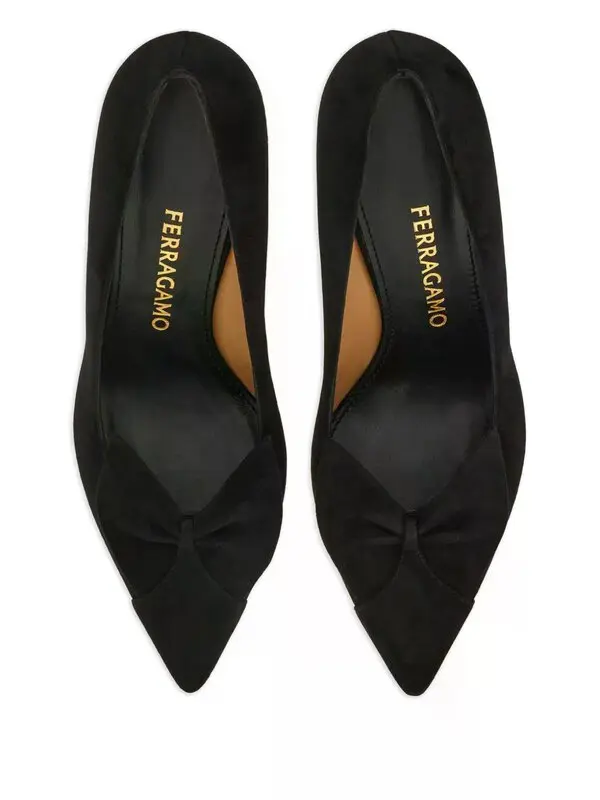 FERRAGAMO Suede Bow-embellished Pumps
