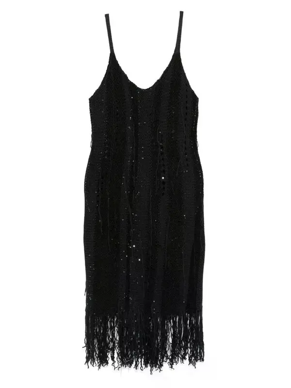 ROBERTO COLLINA V-neck Fringed Dress