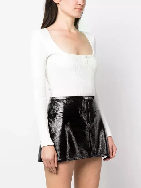 COURREGES Ribbed Cotton Bodysuit With Logo Patch