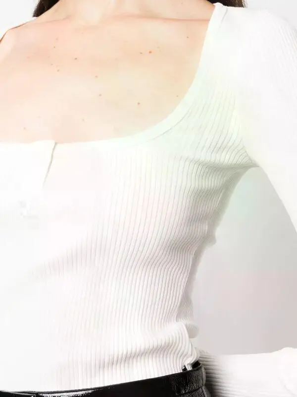 COURREGES Ribbed Cotton Bodysuit With Logo Patch