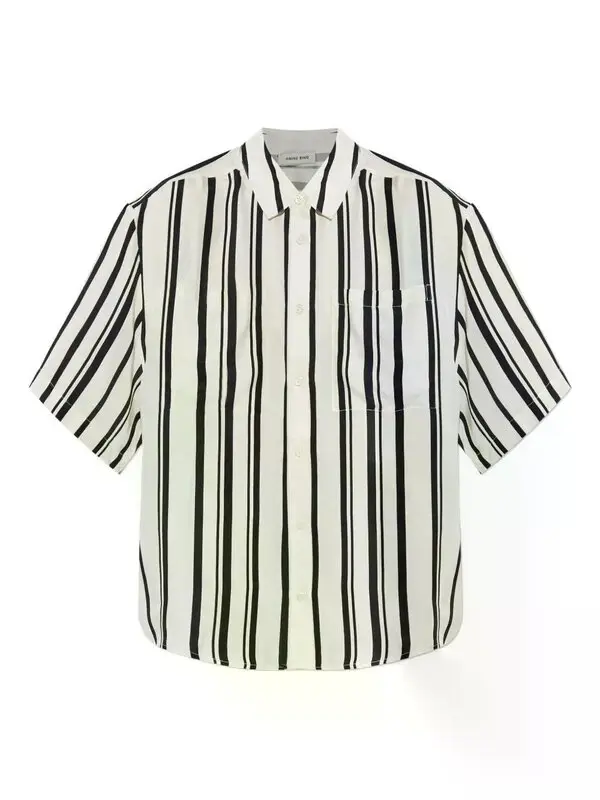 ANINE BING Striped Short-sleeve Shirt - Neutrals
