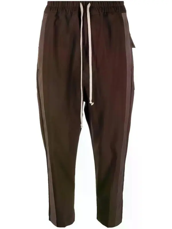 Rick Owens Virgin Wool Blend Side Stripe Cropped Trousers - Brown