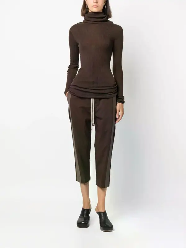 Rick Owens Virgin Wool Blend Side Stripe Cropped Trousers