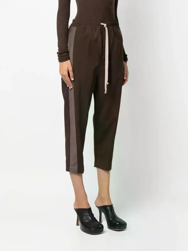 Rick Owens Virgin Wool Blend Side Stripe Cropped Trousers