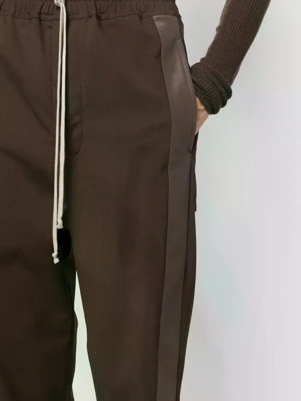 Rick Owens Virgin Wool Blend Side Stripe Cropped Trousers