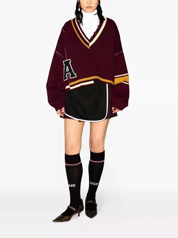 AMBUSH Raw-cut Striped V-neck Jumper