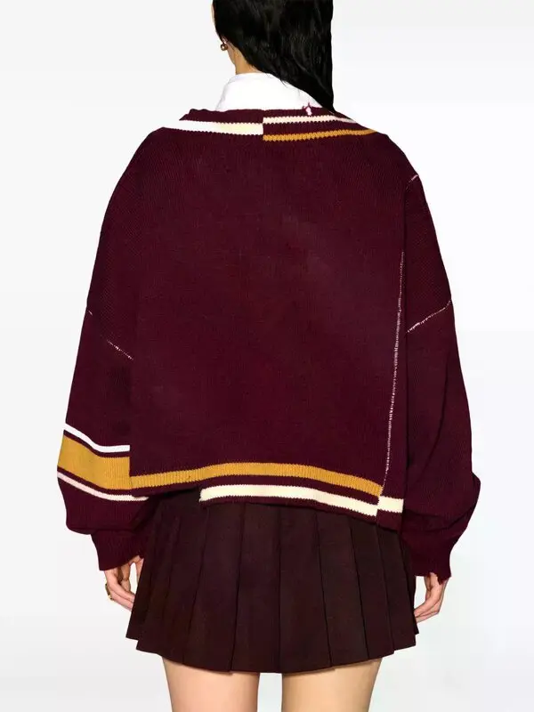 AMBUSH Raw-cut Striped V-neck Jumper
