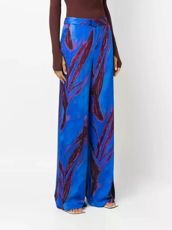 LOUISA BALLOU Abstract Print Wide-leg Trousers