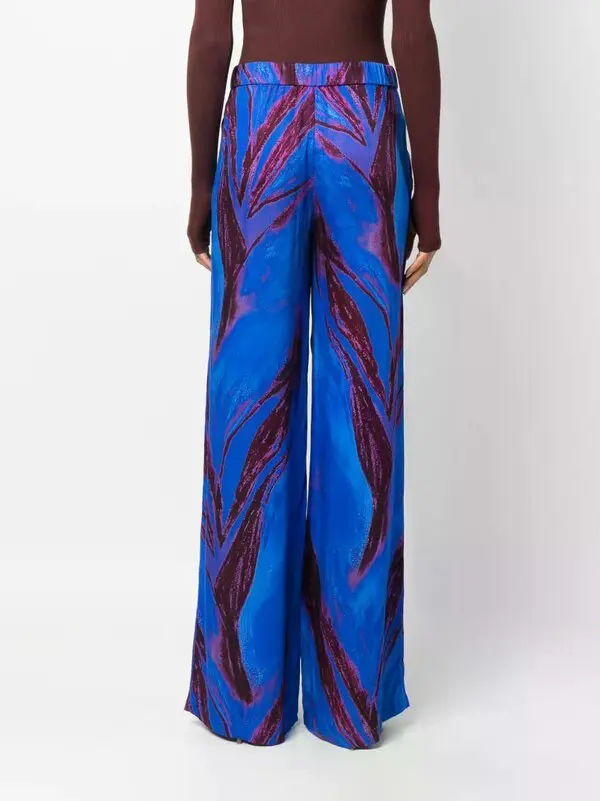 LOUISA BALLOU Abstract Print Wide-leg Trousers