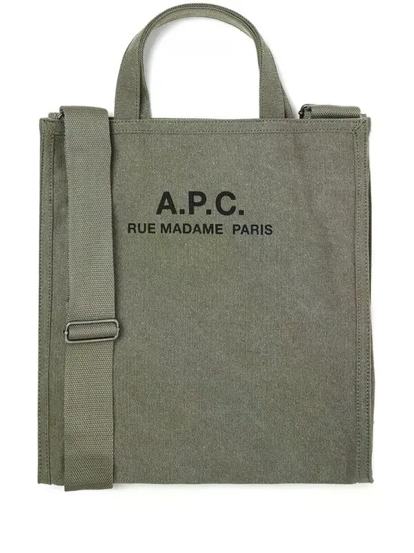 A.p.c. Logo Print Tote Bag - Green