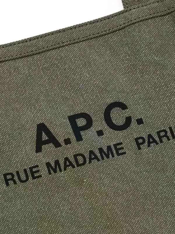 A.p.c. Logo Print Tote Bag - Green