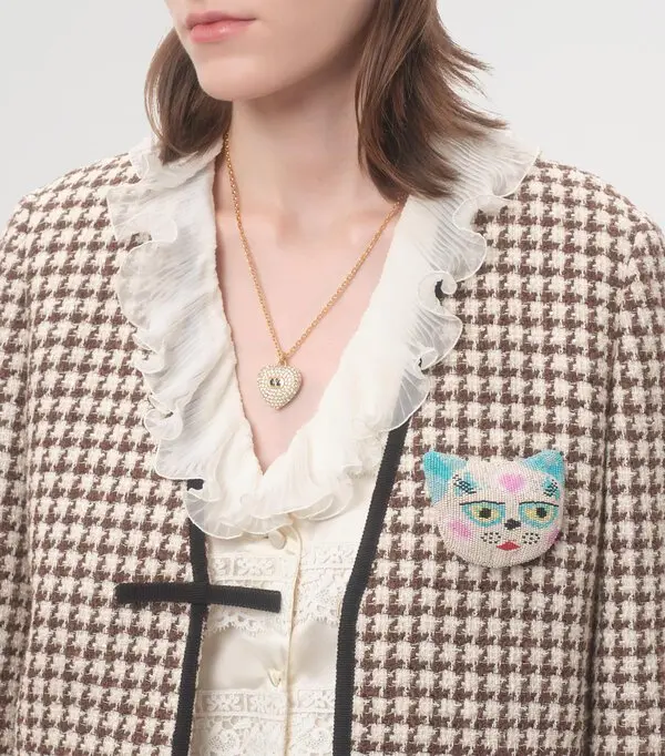 Valentino Garavani Crystal Embellished Heart Pendant Necklace