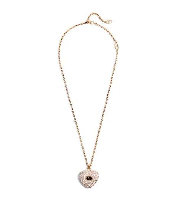 Valentino Garavani Crystal Embellished Heart Pendant Necklace - Gold