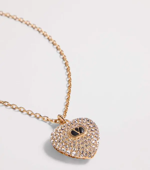 Valentino Garavani Crystal Embellished Heart Pendant Necklace