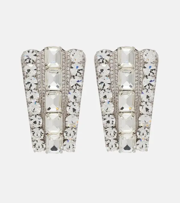 SELF-PORTRAIT Crystal-embellished Drop Earrings - Silver