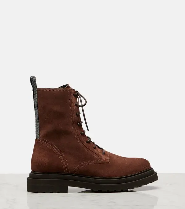 Brunello Cucinelli Monili Suede Ankle Boots