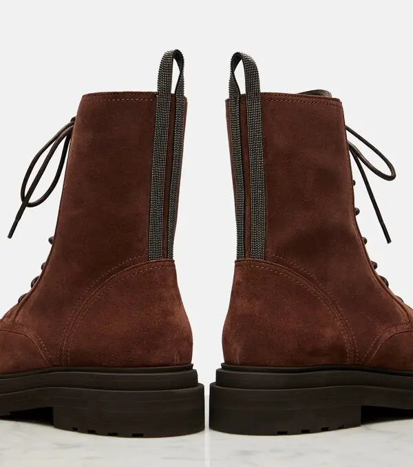 Brunello Cucinelli Monili Suede Ankle Boots