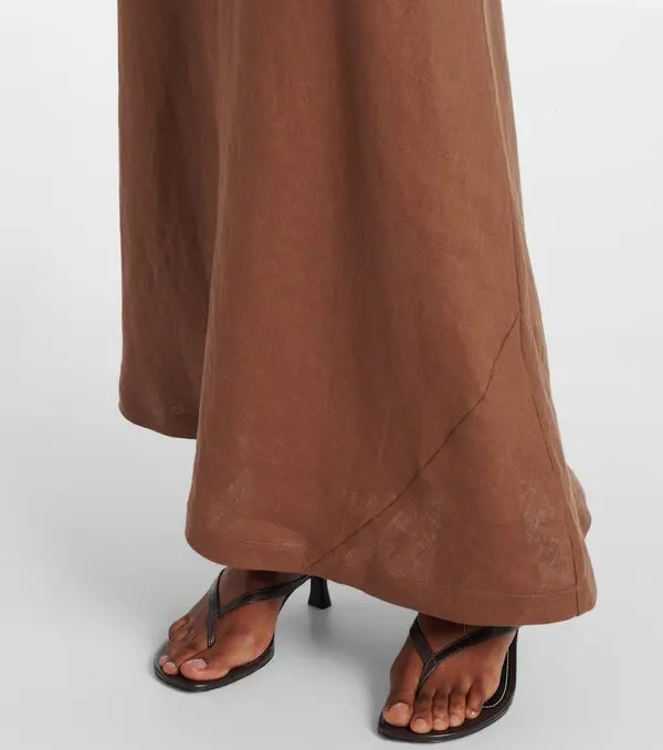 Faithfull The Brand Asymmetric Linen Maxi Dress - Brown