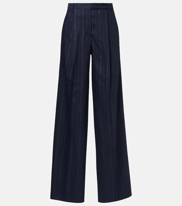 Dorothee Schumacher Wide-leg Pleated Pinstripe Trousers - Blue